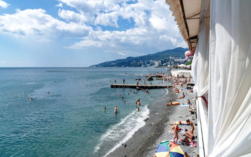 Evening Massandra Beach Grand in Yalta Editorial Photography - Image of ...