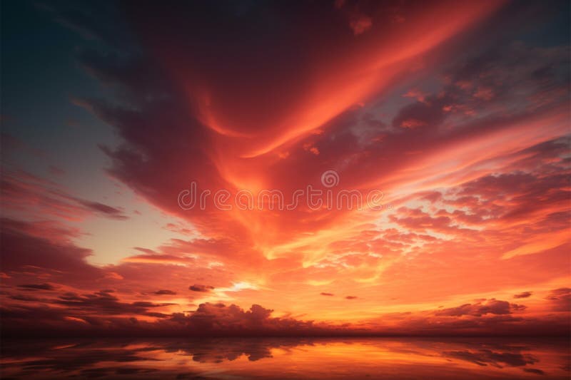 Evening Masterpiece Sunset Transforms the Sky, Casting Clouds in ... Evening Masterpiece Sunset Transforms the Sky, Casting Clouds in ...