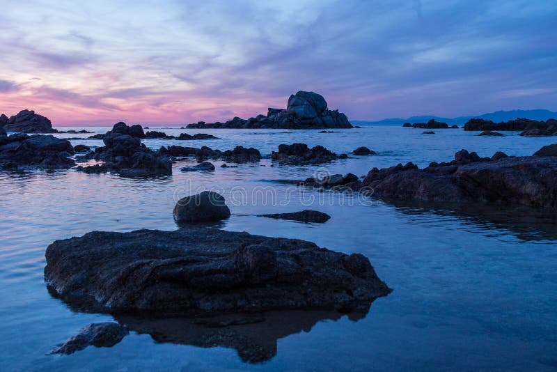 Evening Mood with Rocks at Sea Stock Photo - Image of sunrise, cloudy ...