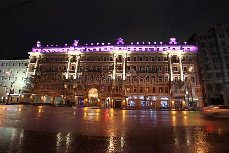 Evening Moscow. Pushkin Square Editorial Photography - Image of famous ...