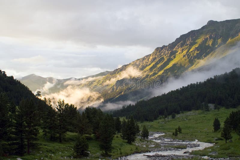 Evening in the mountains. stock image. Image of mountain - 11574729