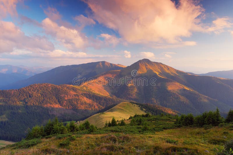 Evening Sun in the Mountains Stock Photo - Image of mountains ...