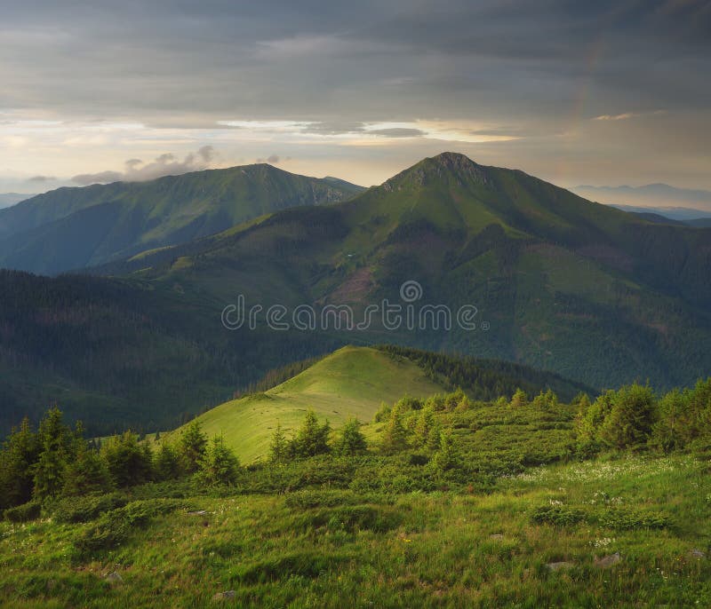 Evening in the Mountains stock image. Image of idyllic - 53065253