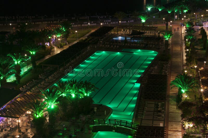 Evening and Night View with Illuminated of Water Stock Photo - Image of ...