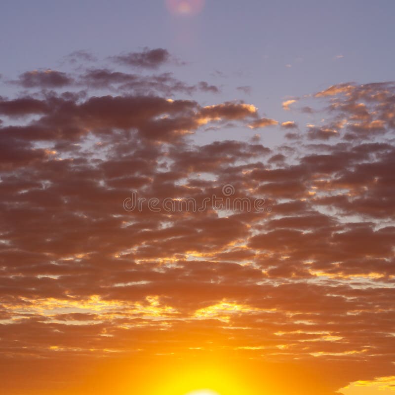 Evening Orange Sky with Clouds, Twilight Sunset Stock Photo - Image of ...