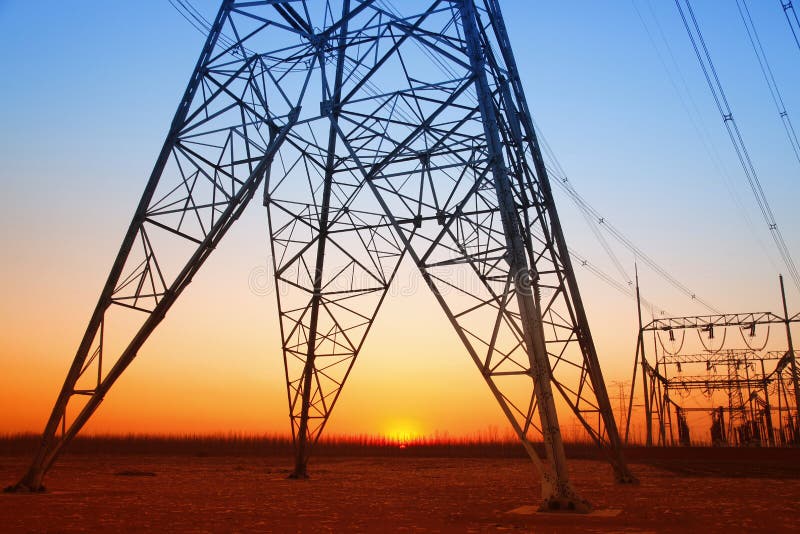 Substation silhouette stock photo. Image of bright, plant - 117985372