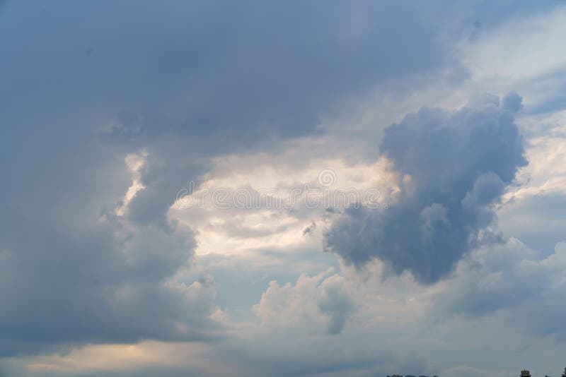 Evening Overcast Sky. the Rays of the Sun Make Their Way through the ...