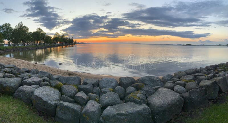 Evening Panoramic View Over Lake Vattern Stock Photo - Image of ...