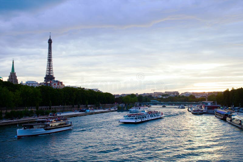 Evening in Paris. stock photo. Image of boat, history - 34574194