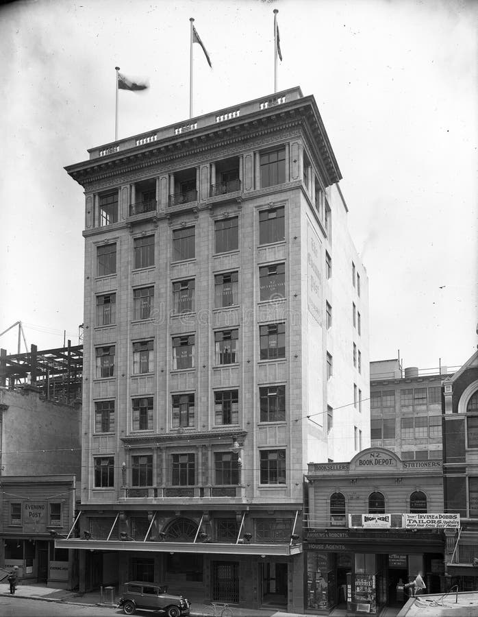 Evening Post Building, Willis Street, 1928 Stock Image - Image of ...