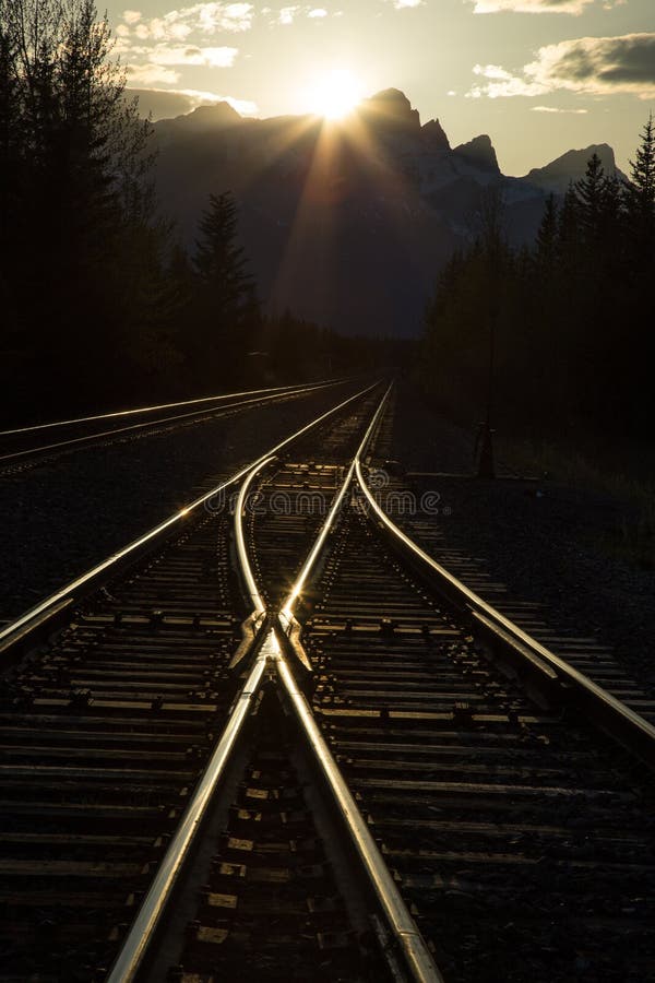 Evening railroad tracks stock photo. Image of reflection - 41748442