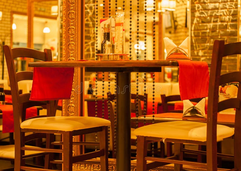 Evening Restaurant in the City Center Awaiting for the Visitors Stock ...