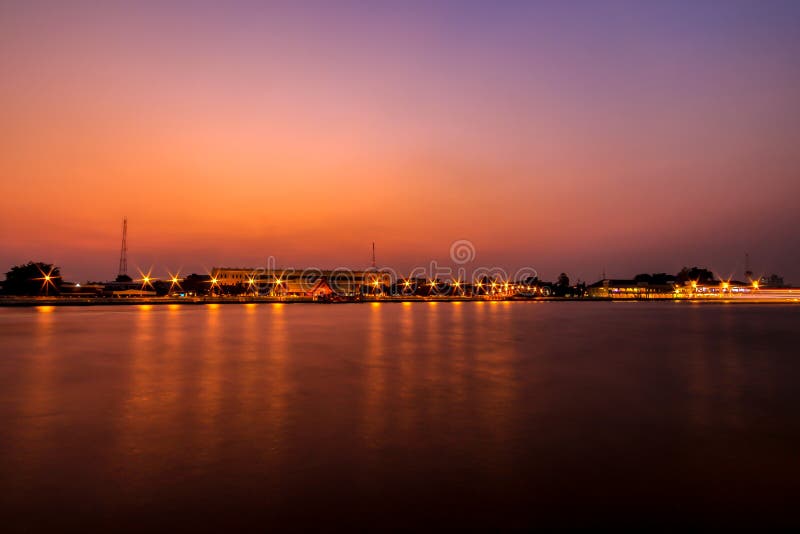 Evening River stock image. Image of orange, blaze, hall - 61914881