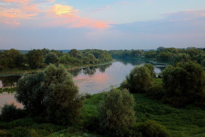 In the Evening by the River. Stock Image - Image of panorama, landmark ...