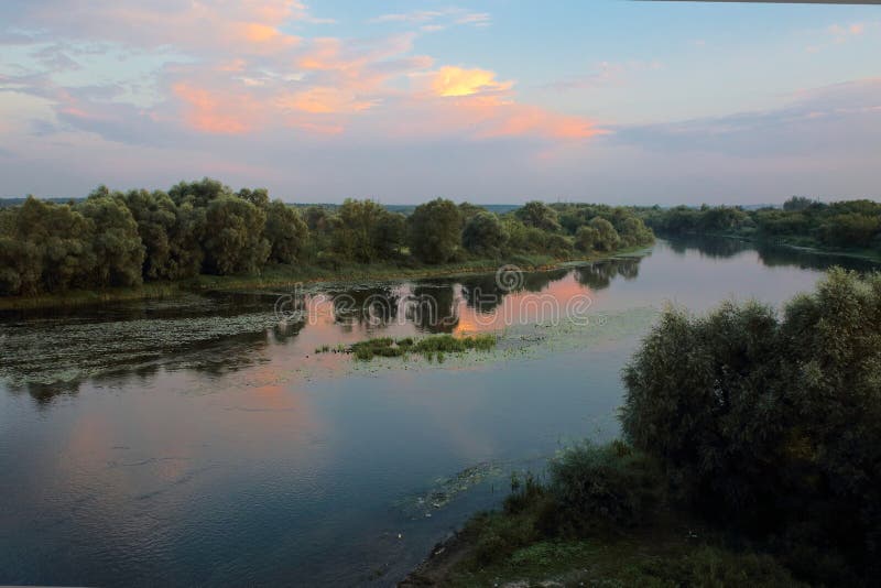 In the Evening by the River. Stock Photo - Image of panorama, natural ...