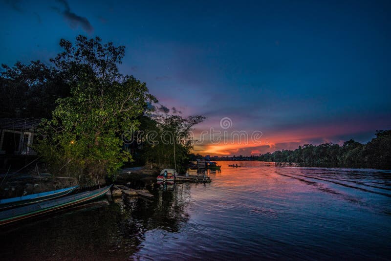 Evening on the river stock photo. Image of nature, panoramic - 266635068