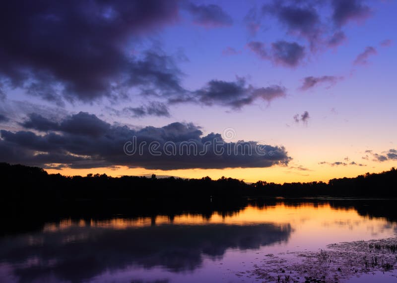 Evening river scape stock image. Image of night, colorful - 32705663