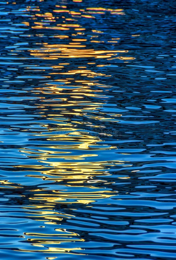 Evening River Water Texture with Light Reflection from a Lantern Stock ...