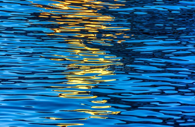 Evening River Water Texture with Light Reflection from a Lantern Stock ...