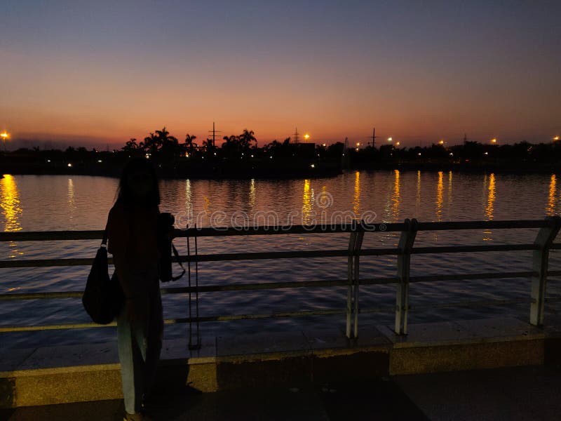 Evening Riverside View Blue Sky Outdoor Stock Image - Image of ...