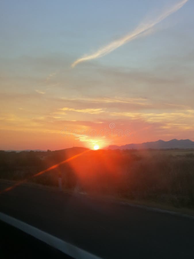 Evening on road stock photo. Image of cloud, morning - 253996672