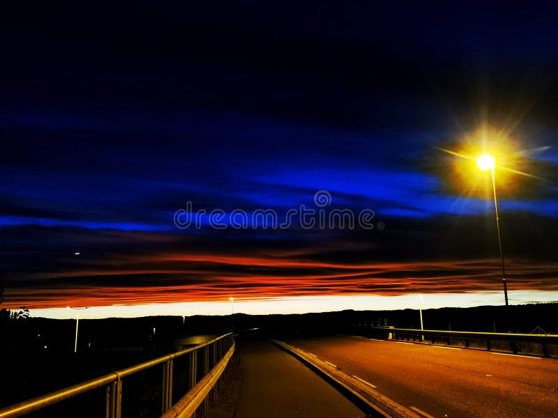 Evening Road Red Sky Amazing Stock Image - Image of road, evening ...