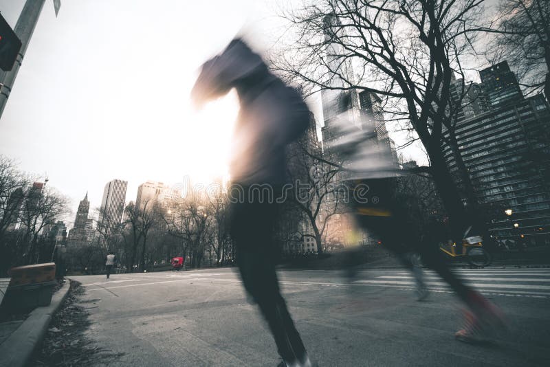 Evening Run. Active People - New York Stock Image - Image of skyline ...