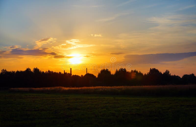 Evening rural landscape stock photo. Image of countryside - 269031892