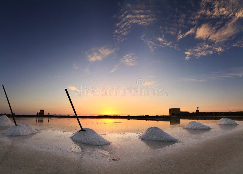 Evening at Salt Mines, Sicily Stock Image - Image of mines, water: 59228603