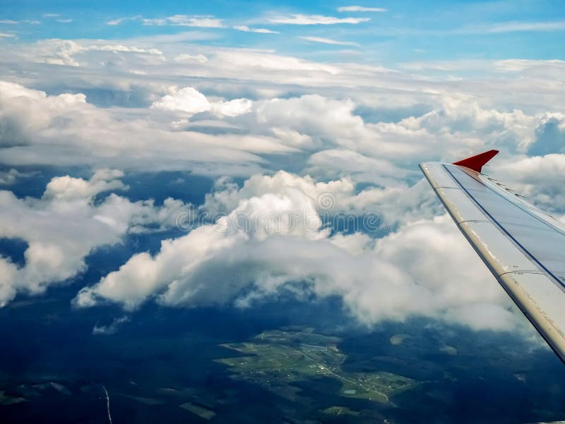 Evening Scene Above the Clouds Stock Image - Image of plain, wing ...