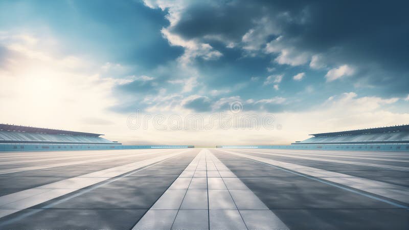 Evening Scene Asphalt International Empty Race Track with Starting or ...