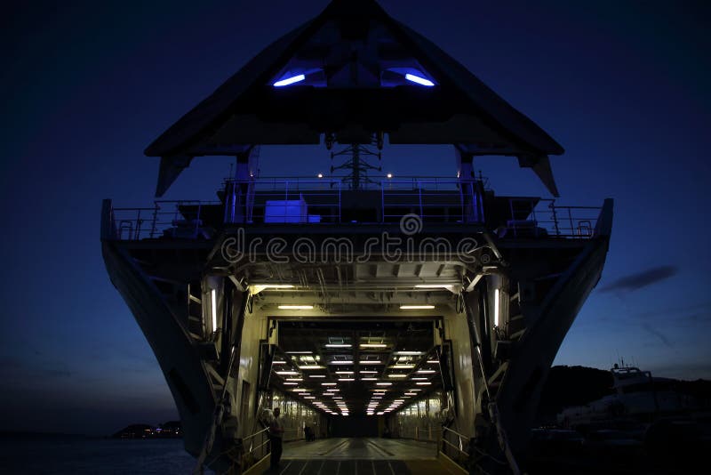 Evening Scene of Ferry Boat Ready for Onboard Stock Image - Image of ...
