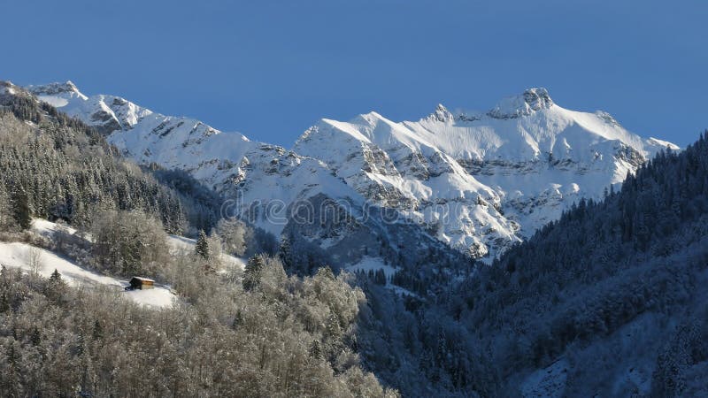 Evening scene in Linthal stock image. Image of linthal - 49258129