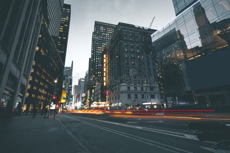 Evening Scene in Manhattan - New York Stock Image - Image of america ...