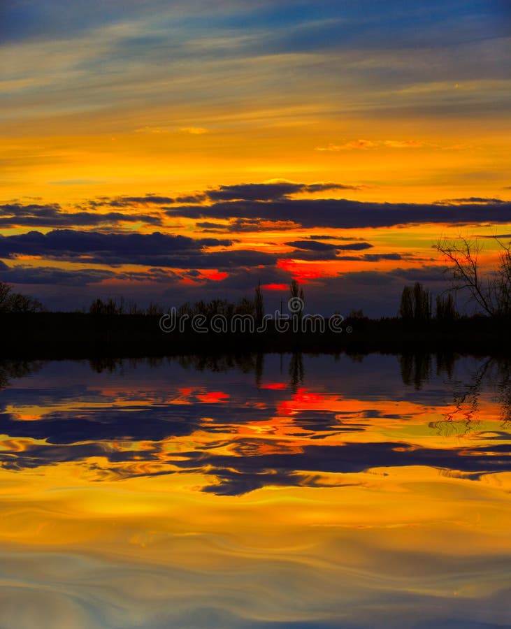 Evening scene over water stock image. Image of scene - 45101831