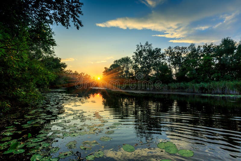 Evening scene on river stock image. Image of background - 11650157