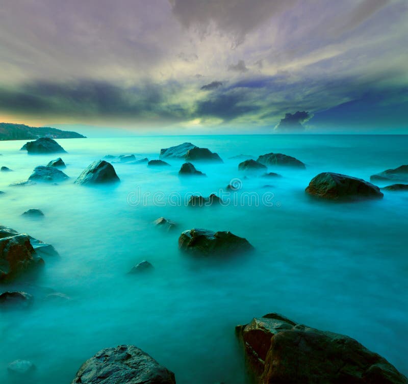 Evening scene on river stock image. Image of blue, lake - 20590039