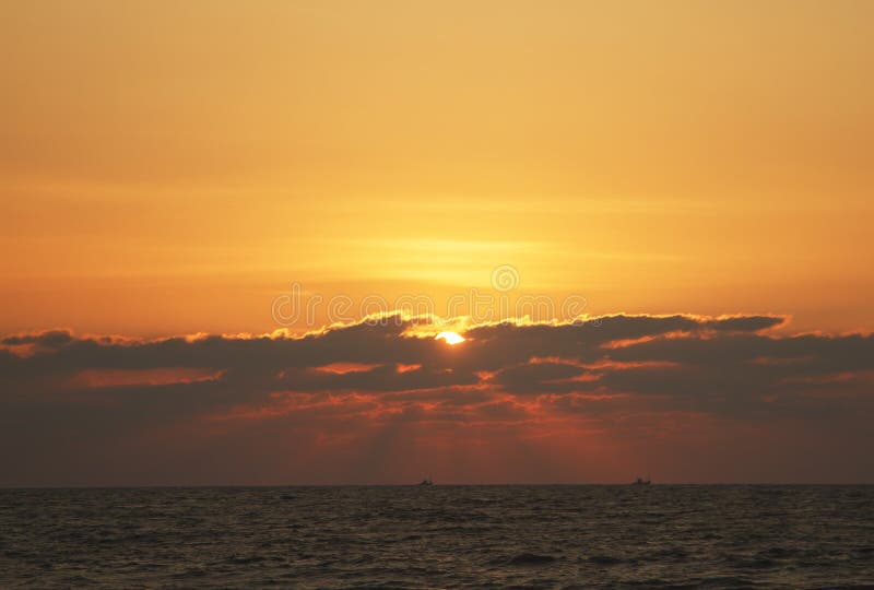 Evening Scene with Sunset on Sea Stock Image - Image of natural, scenic ...