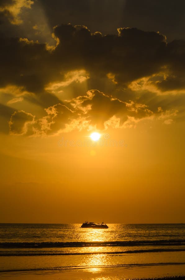 Evening Scene with Sunset on Sea Stock Image - Image of open, seascape ...