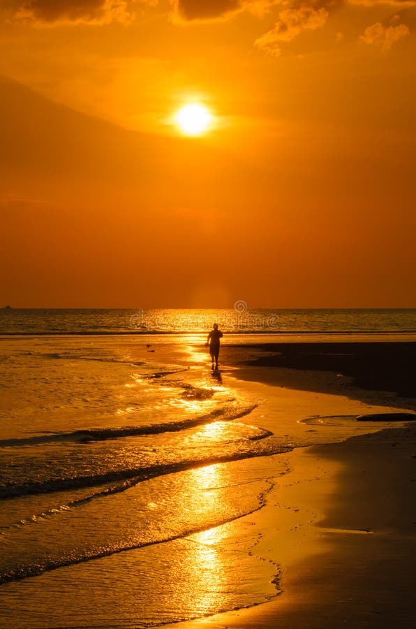 Evening Scene with Sunset on Sea Stock Photo - Image of romantic ...