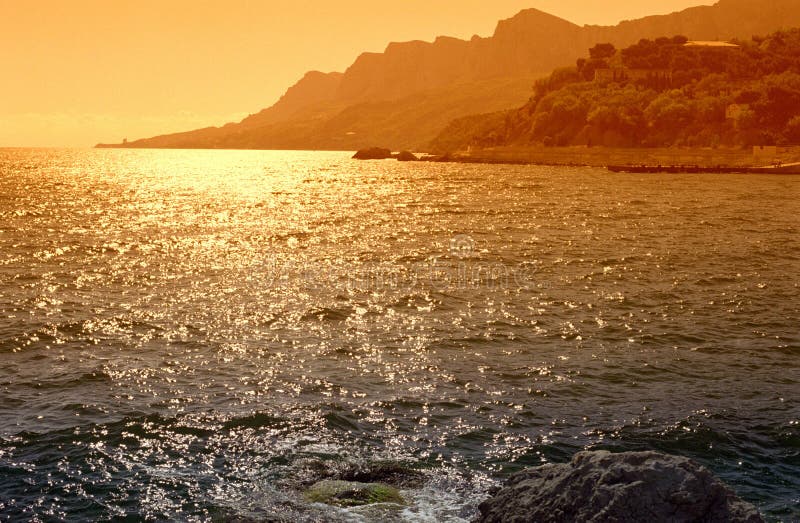 Evening sea stock photo. Image of trip, white, water, orange - 2124810