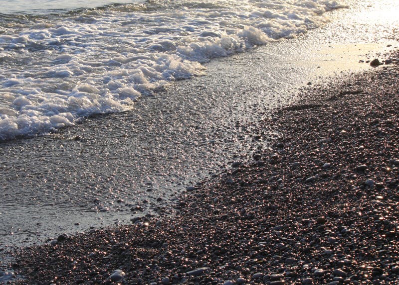 Evening Sea Beach with Shingle in Summer at Sunset Stock Image - Image ...