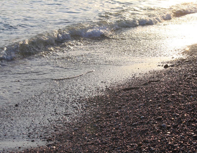 Evening Sea Beach with Shingle in Summer at Sunset Stock Photo - Image ...