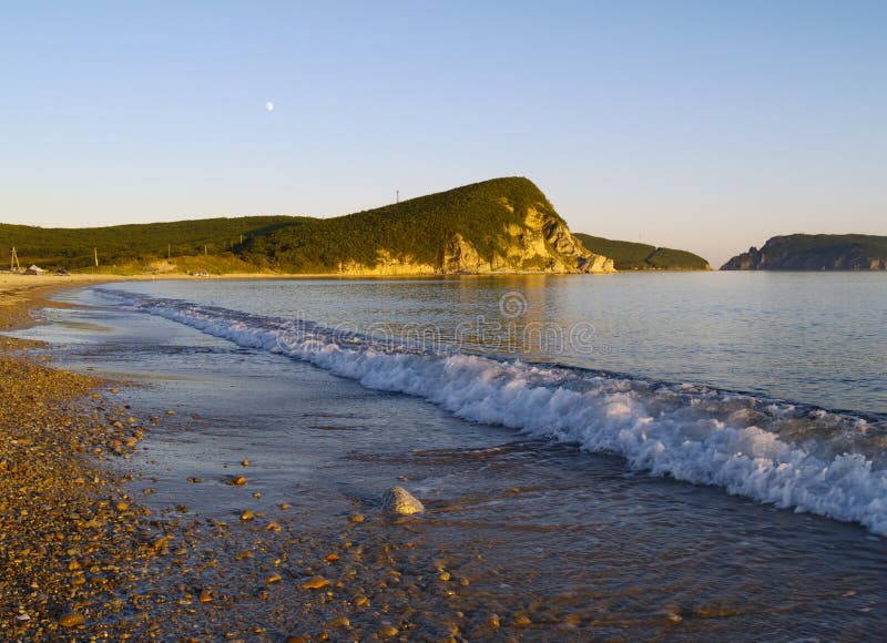 Evening on sea coast stock photo. Image of calm, blue - 12814954