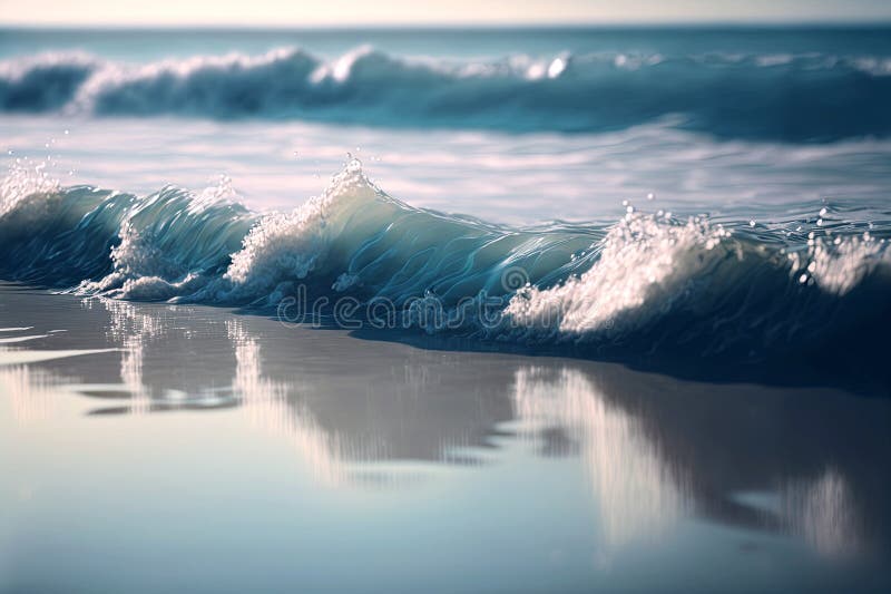 Evening Sea Waves with Soft Focus. Generative AI Stock Illustration ...