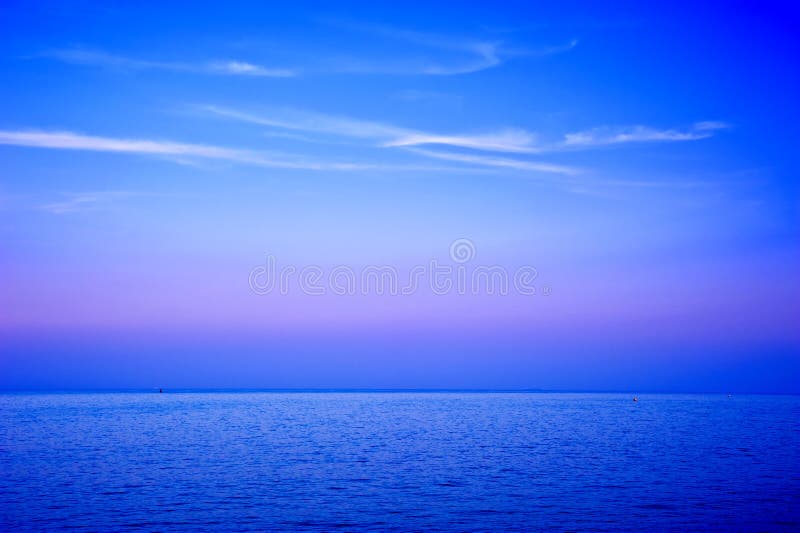 Evening Seascape with Wispy Clouds Stock Image - Image of backgound ...