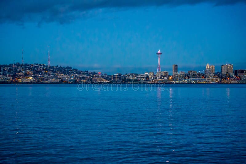 Evening Seattle Skyline 3 stock photo. Image of urban - 136447594