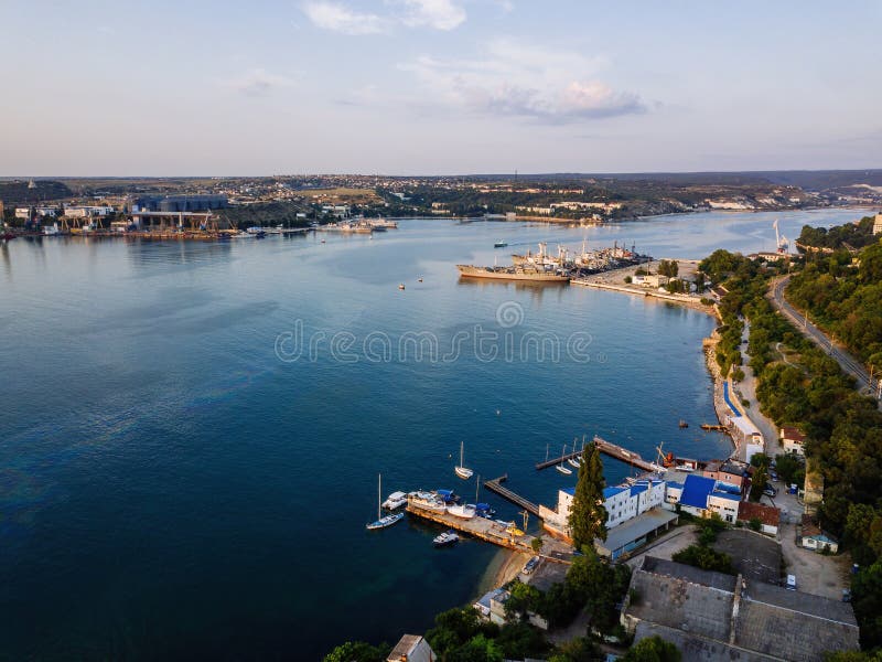 Evening Sevastopol, Aerial View of the Sevastopol Bay Stock Photo ...