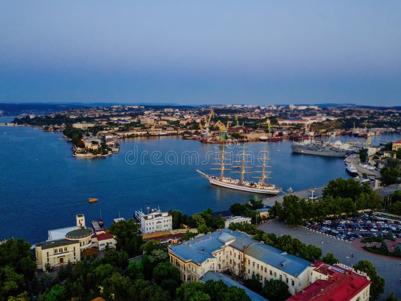 Evening Sevastopol, Aerial View of the Sevastopol Bay Stock Photo ...