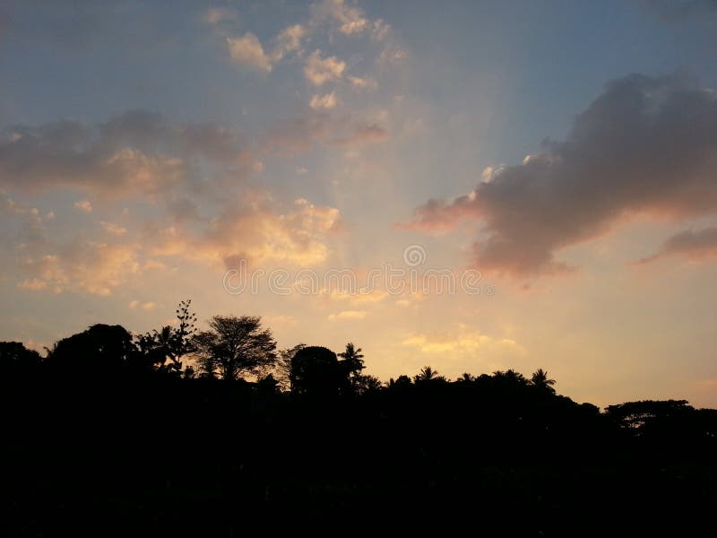Evening Sky. Different Colour Clouds .dark Atmosphere Stock Image ...